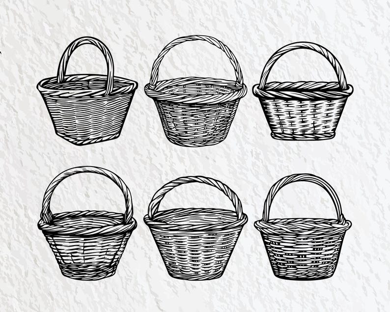 Wicker Basket Svg Bundle, Wicker Basket Silhouette, Wicker Basket ...