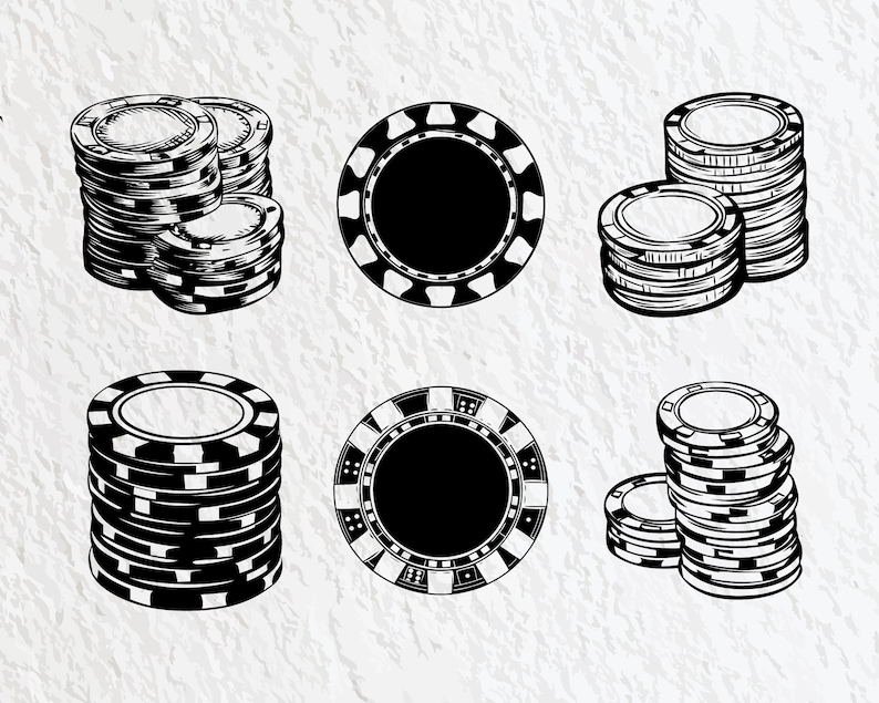 Poker Chips Silhouette: Vector Art, Cricut Cut Files (SVG, PNG) - Etsy