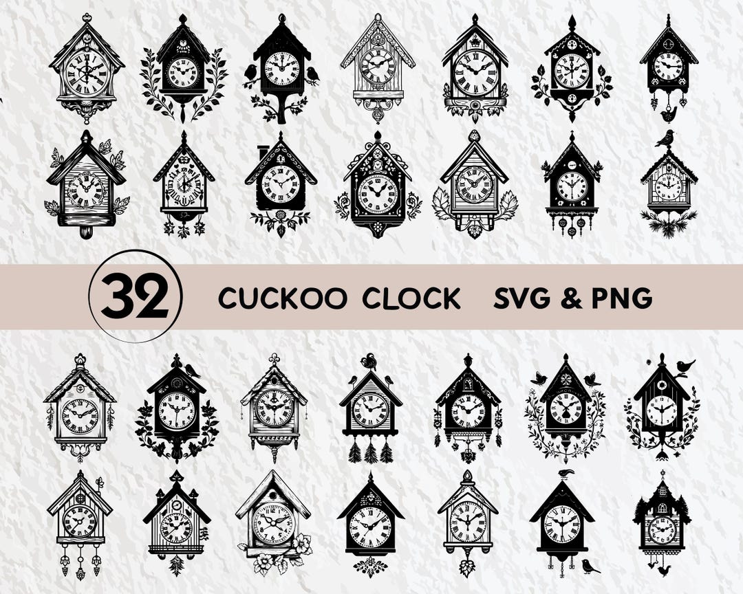 Cuckoo Clock SVG Bundle: Silhouette Clipart, Cricut Decal Files - Etsy