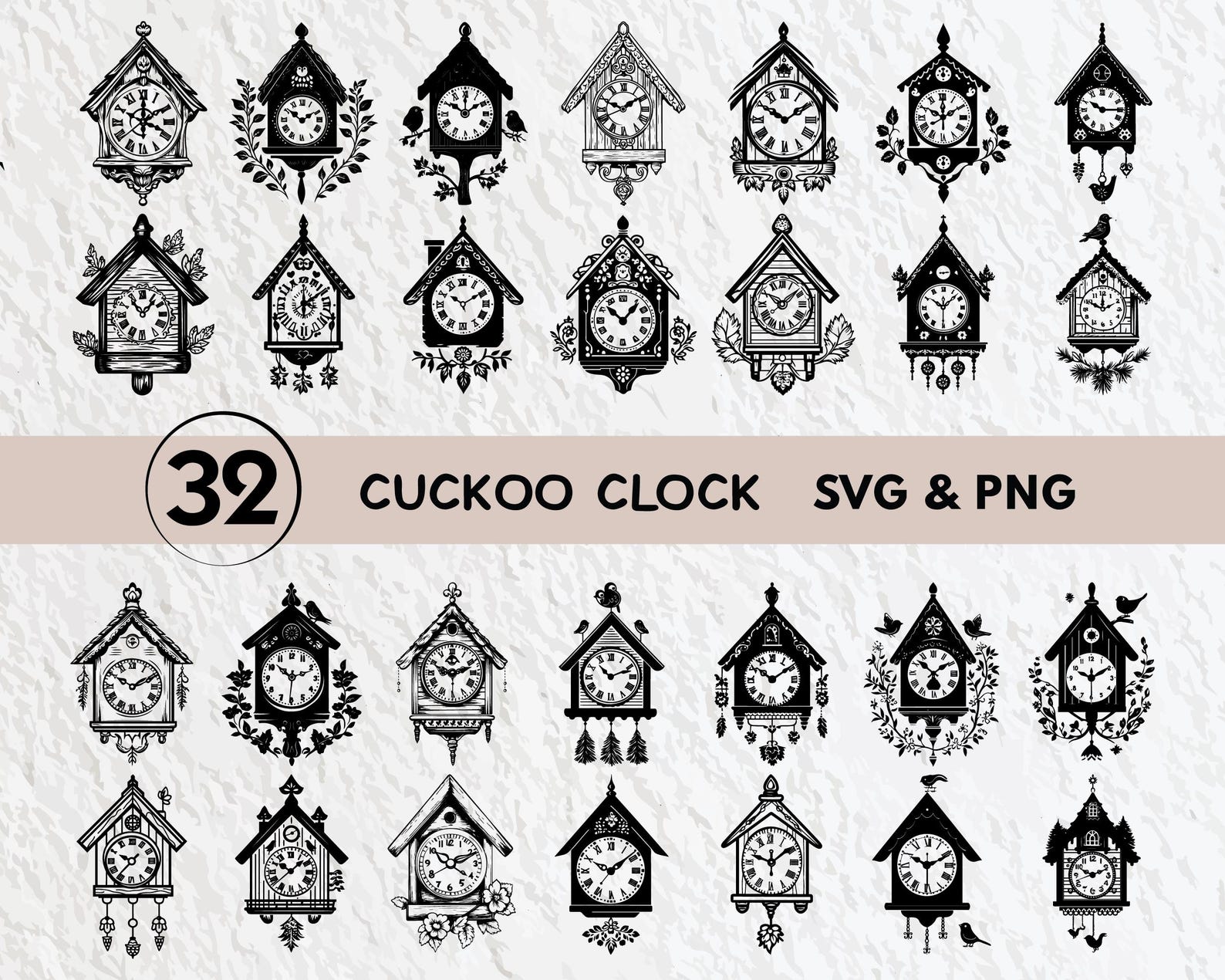 Cuckoo Clock Svg Bundle, Cuckoo Clock Silhouette, Cuckoo Clock Clipart ...