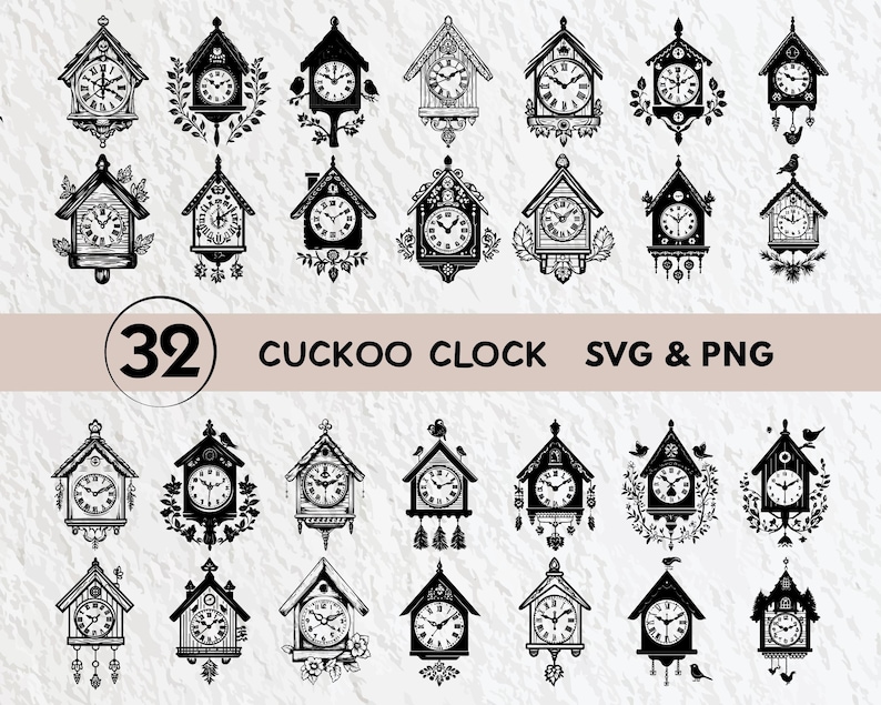 Cuckoo Clock Svg Bundle, Cuckoo Clock Silhouette, Cuckoo Clock Clipart ...