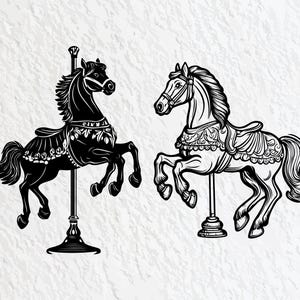 Carousel Horse Svg Bundle, Carousel Horse Silhouette, Carousel Horse Clipart Png, Carousel Horse ...