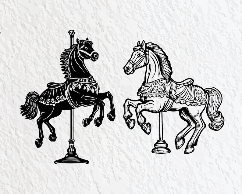 Carousel Horse Svg Bundle, Carousel Horse Silhouette, Carousel Horse ...