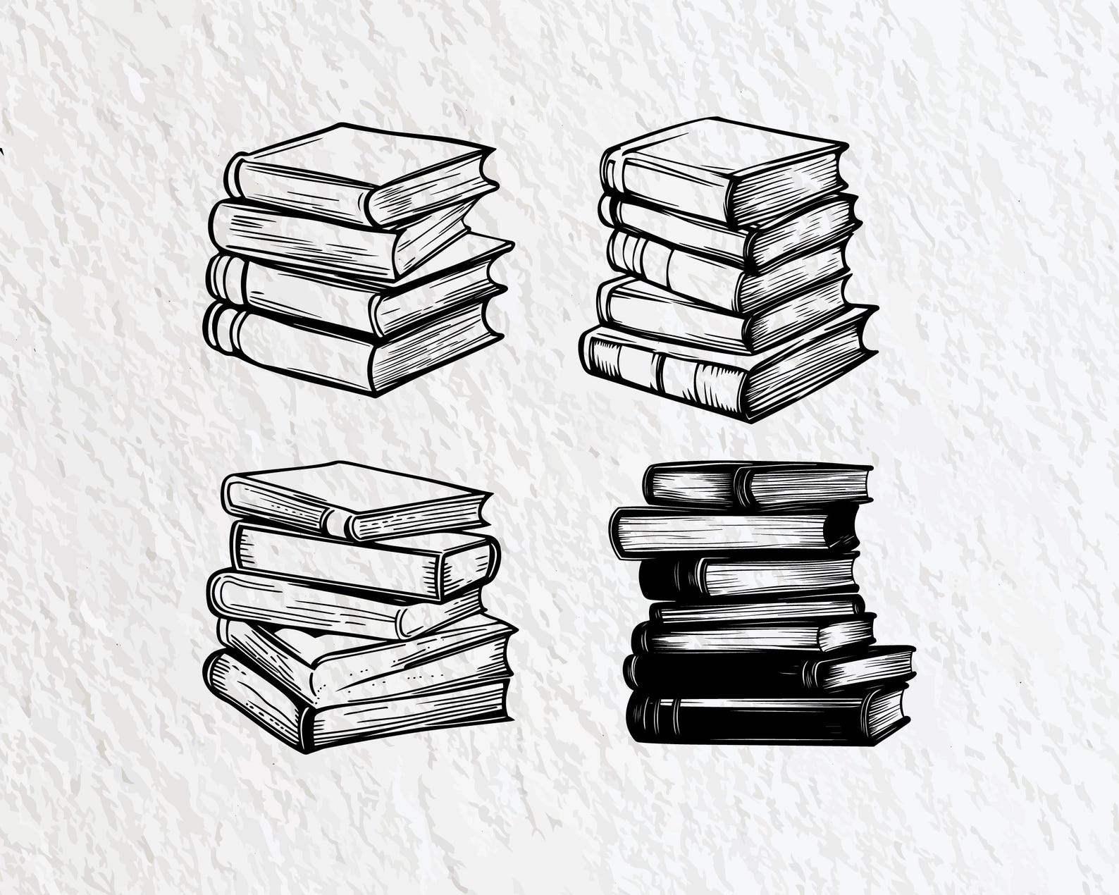 Books SVG Bundle: Stacked Book Clipart, Cricut Cut Files (digital ...