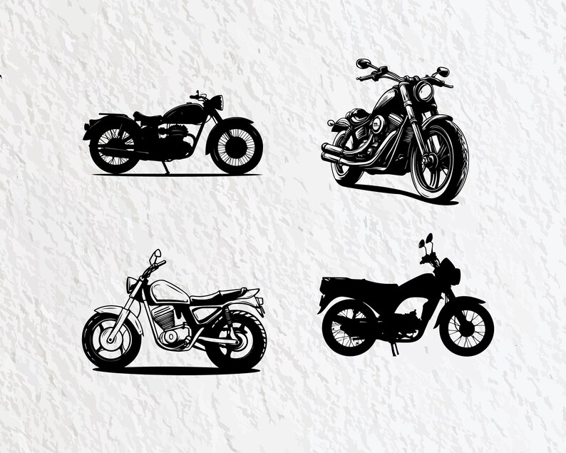 Motorcycle SVG Bundle: Silhouette Clipart, Logo Icon Set (PNG, Vector ...