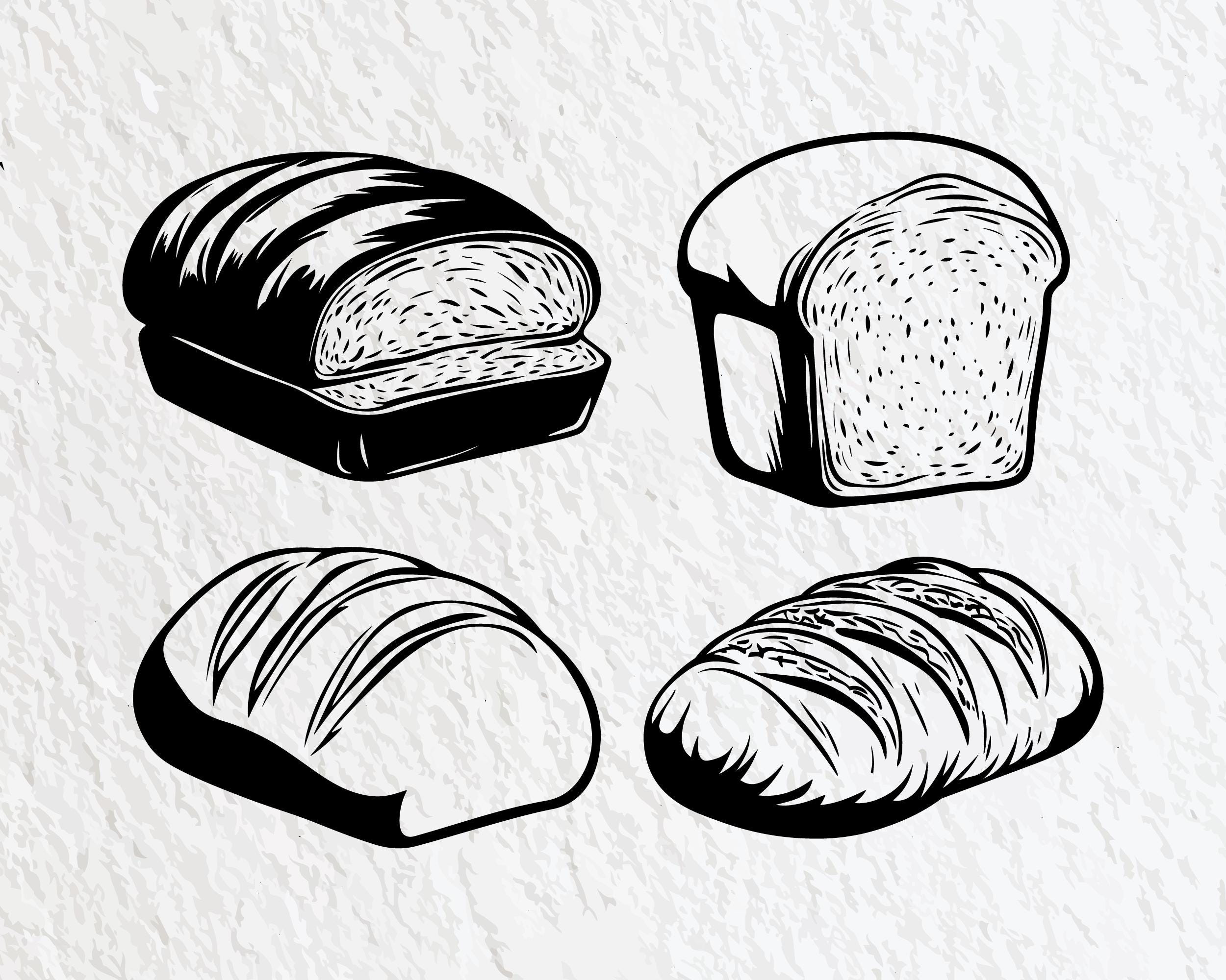 Bread Svg Bundle, Bread Silhouette, Bread Clipart Png, Bread Outline ...