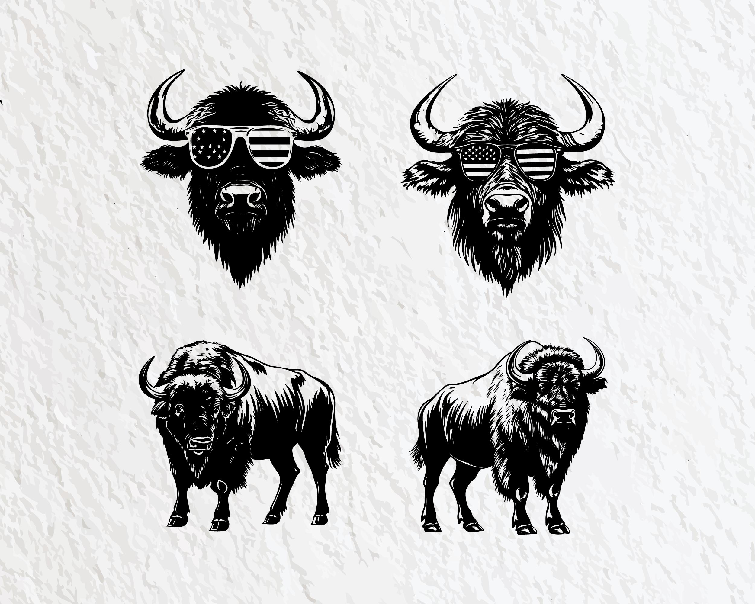 Buffalo SVG Bundle: Silhouette Clipart, Vector Decal (PNG, Cricut) - Etsy