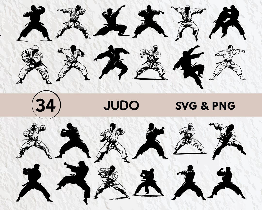 Judo Silhouette Vector Set: Clipart, Outline, Decal (SVG & PNG) - Etsy