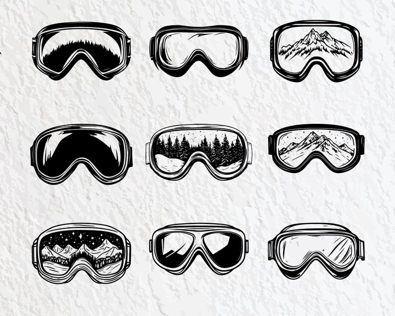 Ski Goggles SVG Bundle: Silhouette, Clipart, Vector (digital Download ...