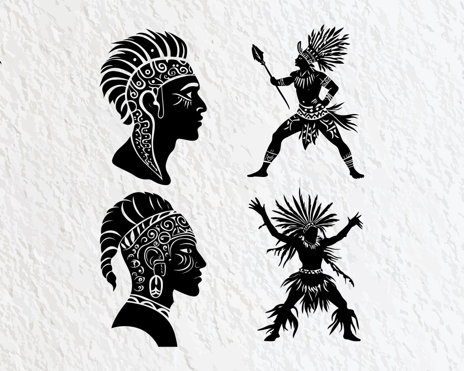 Taino Warrior SVG Bundle: Silhouette, Clipart, Vector (PNG, SVG) - Etsy