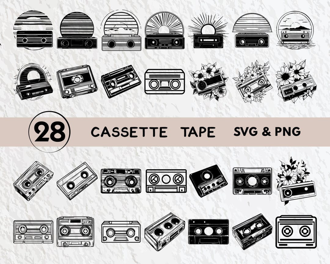 Cassette Tape Svg Bundle, Cassette Tape Silhouette, Cassette Tape ...