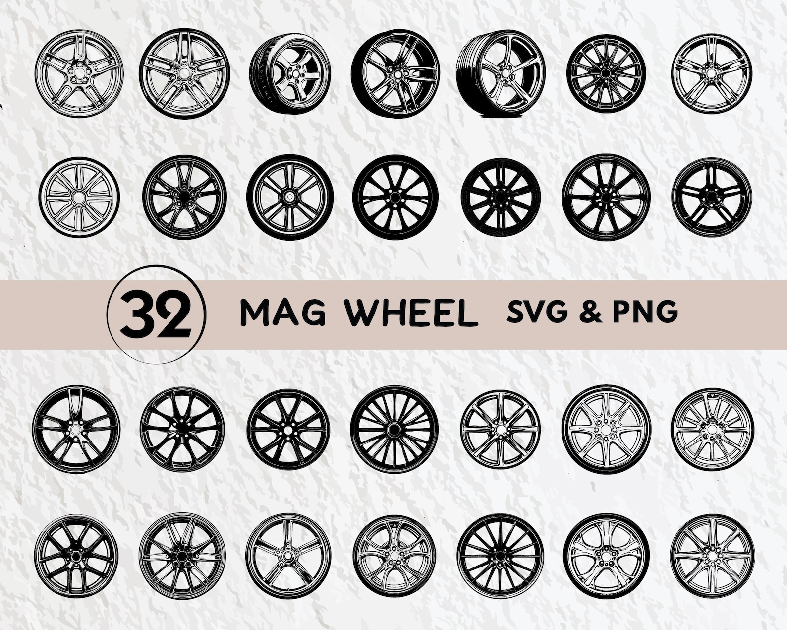 Mag Wheel SVG Bundle: Car Rim Clipart, Vector Cut Files (digital ...