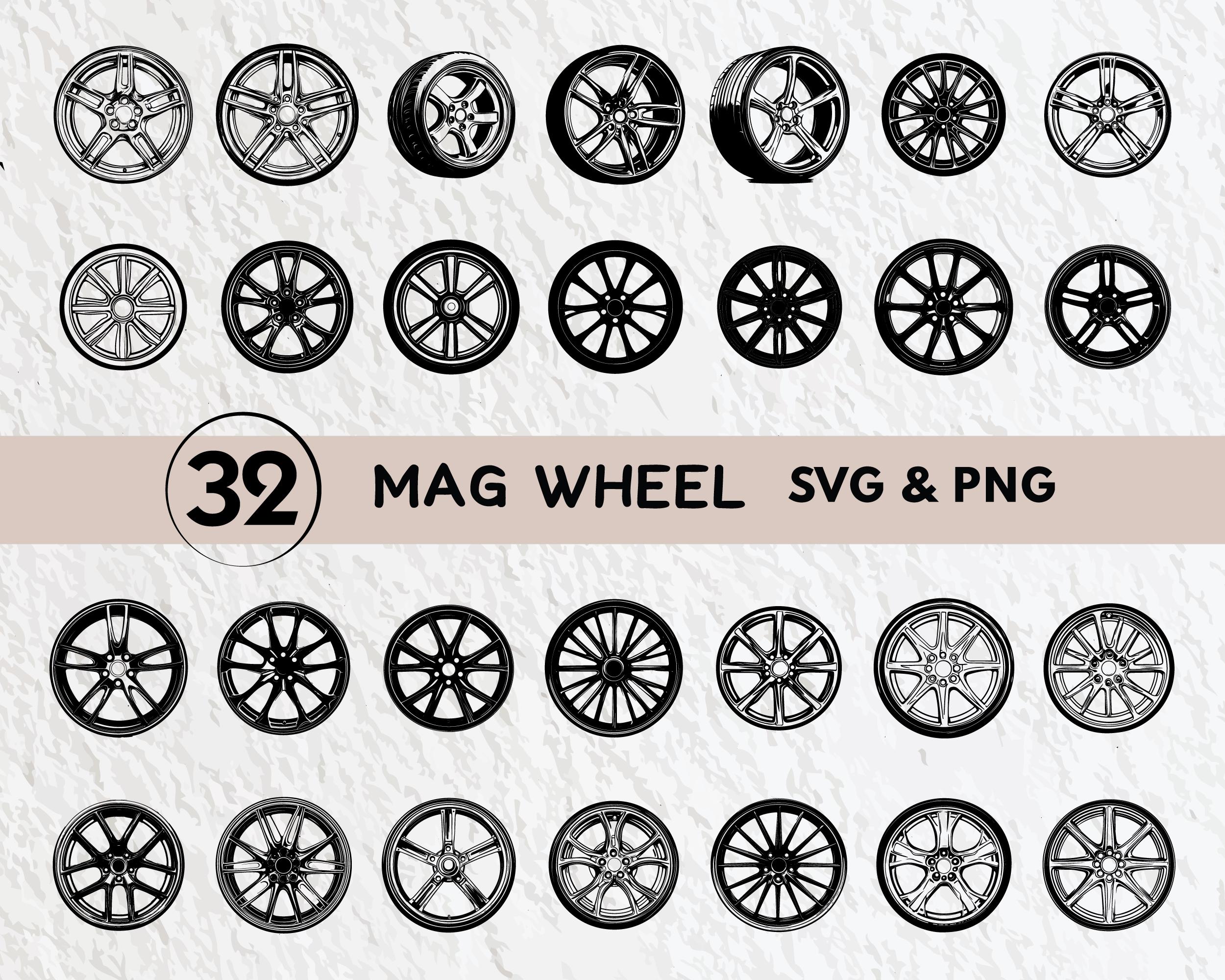 Mag Wheel SVG Bundle: Car Rim Clipart, Vector Cut Files (digital ...