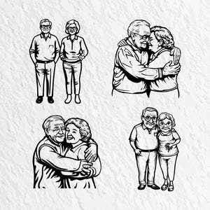 Grandparents Silhouette SVG Bundle: Clipart, Outline, Vector (digital ...