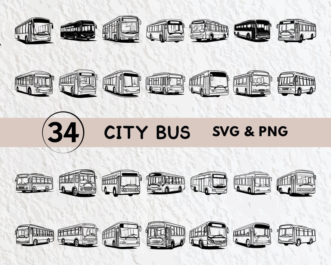 City Bus SVG Bundle: Clipart, Outline, Vector (PNG, Cricut, Decal) - Etsy