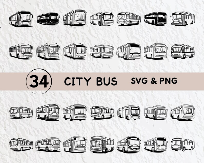 City Bus Svg Bundle, City Bus Silhouette, City Bus Clipart Png, City ...