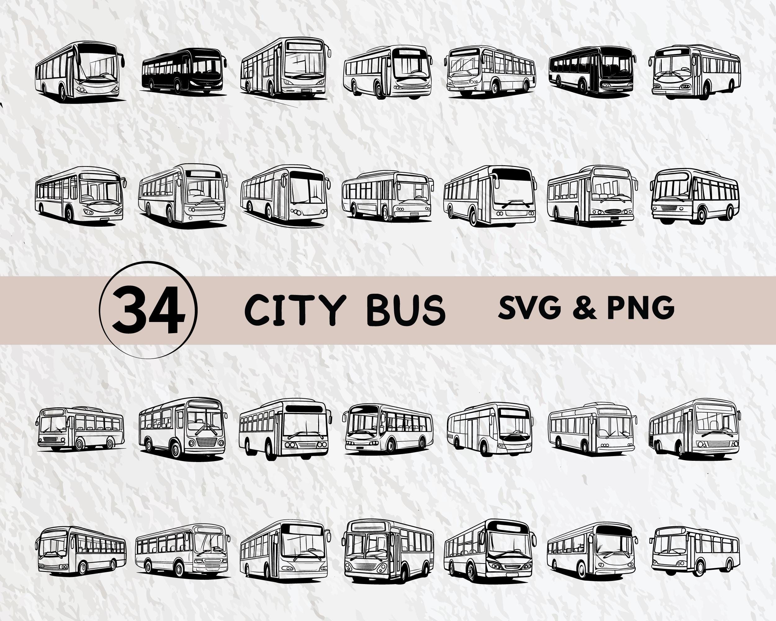 City Bus SVG Bundle: Clipart, Outline, Vector (PNG, Cricut, Decal) - Etsy