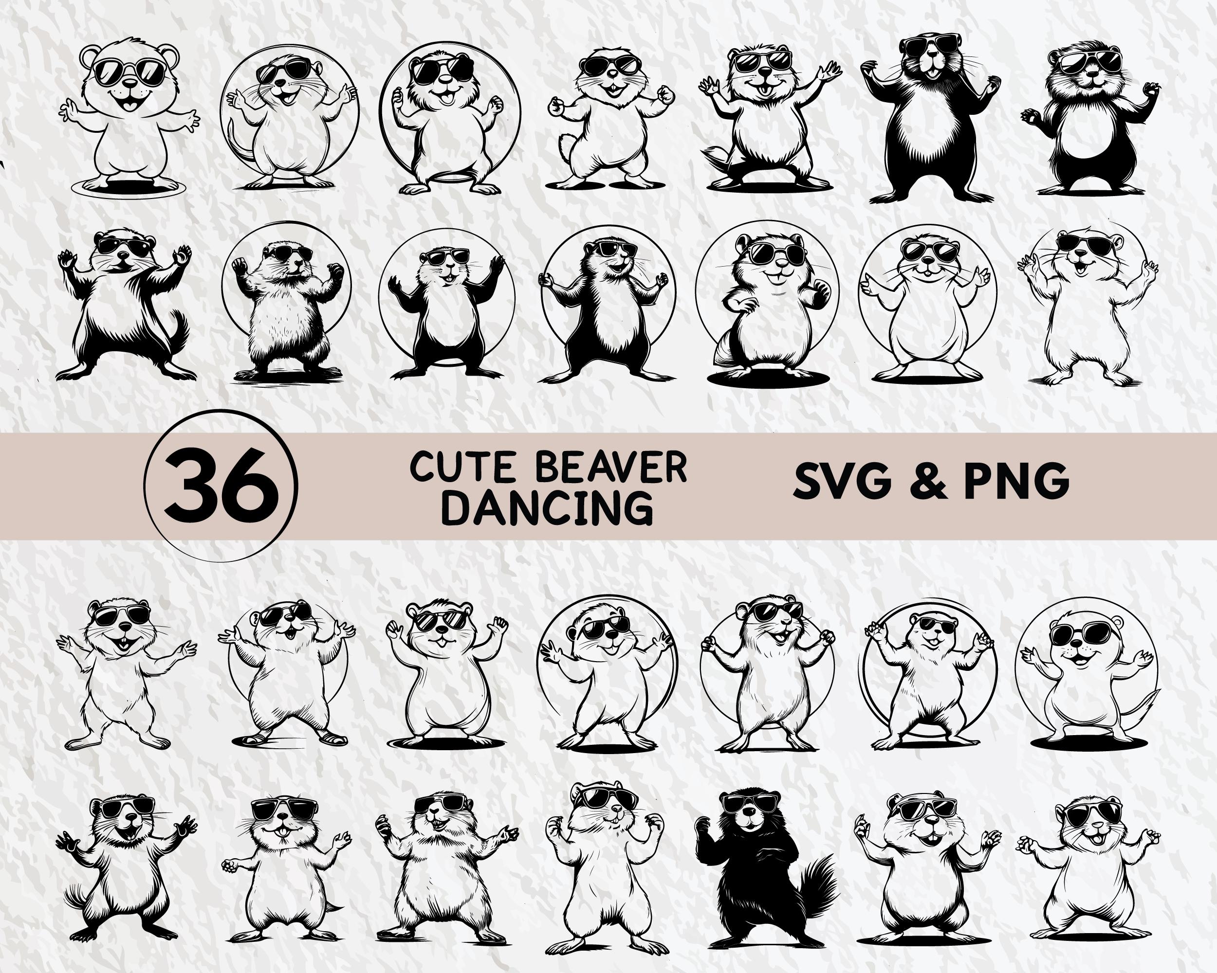 Cute Beaver Dancing Svg Bundle, Cute Beaver Dancing Silhouette, Cute ...