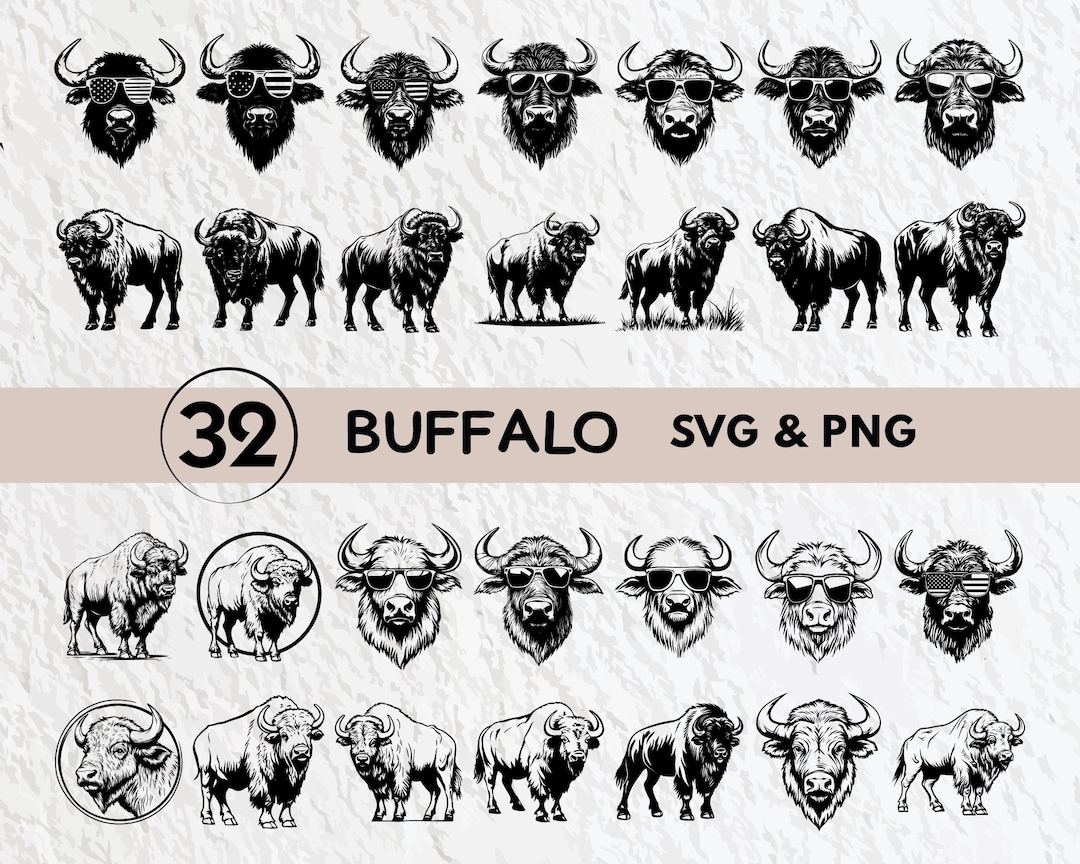 Buffalo Svg Bundle, Buffalo Silhouette, Buffalo Clipart Png, Buffalo ...
