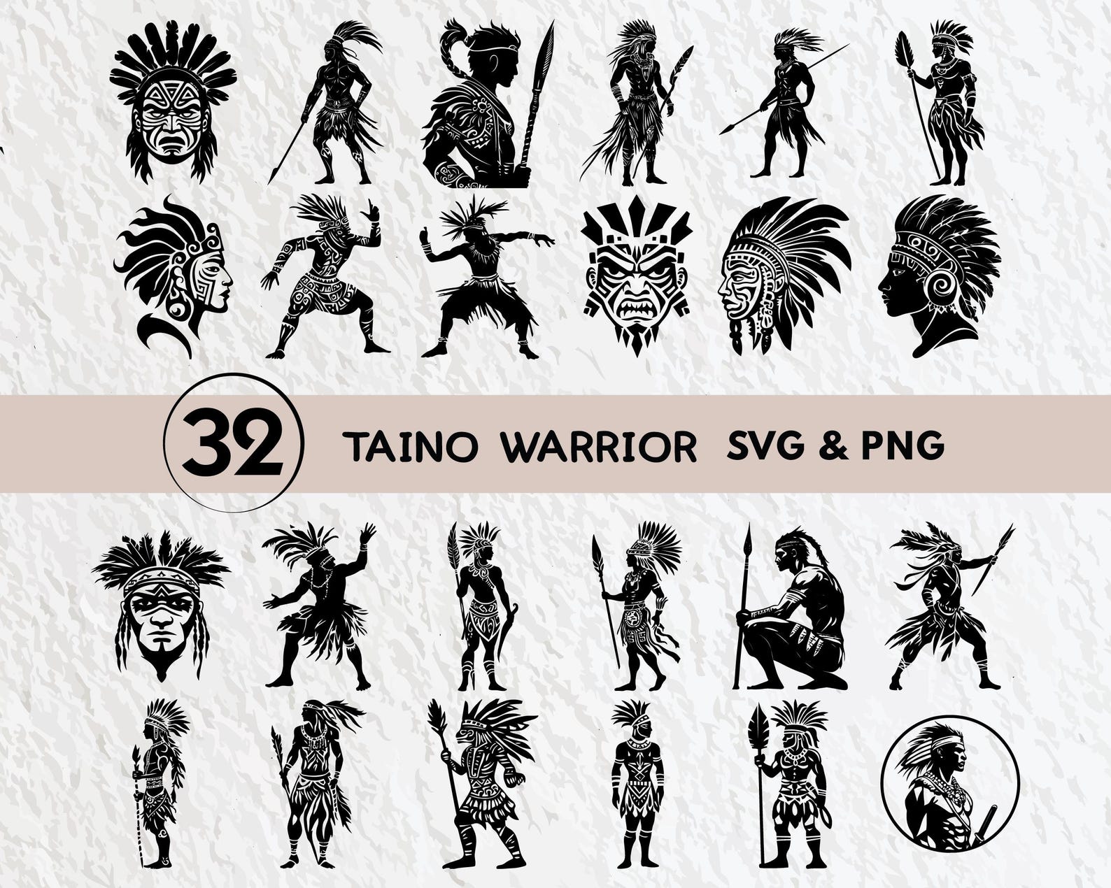 Taino Warrior Svg Bundle, Taino Warrior Silhouette, Taino Warrior ...