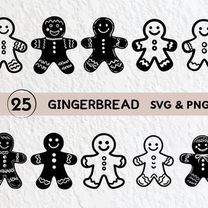 Gingerbread SVG Bundle: Clipart, Silhouette, Outline (PNG, Vector) - Etsy