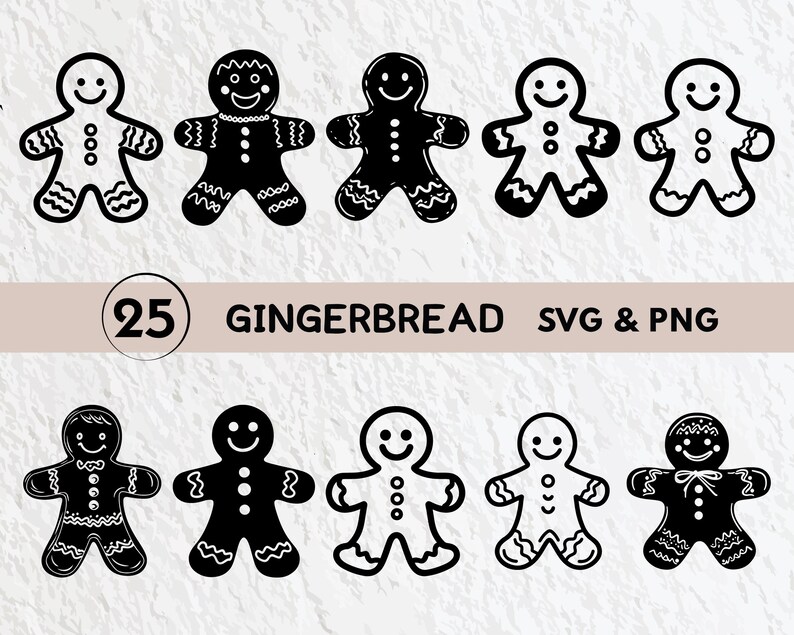 Gingerbread Svg Bundle, Gingerbread Silhouette, Gingerbread Clipart Png ...