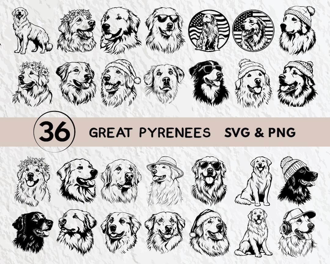 Great Pyrenees Svg Bundle, Great Pyrenees Silhouette, Great Pyrenees ...