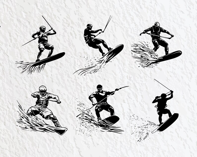 Wakeboarding SVG Bundle: Silhouette Clipart, Cricut Decal Files - Etsy