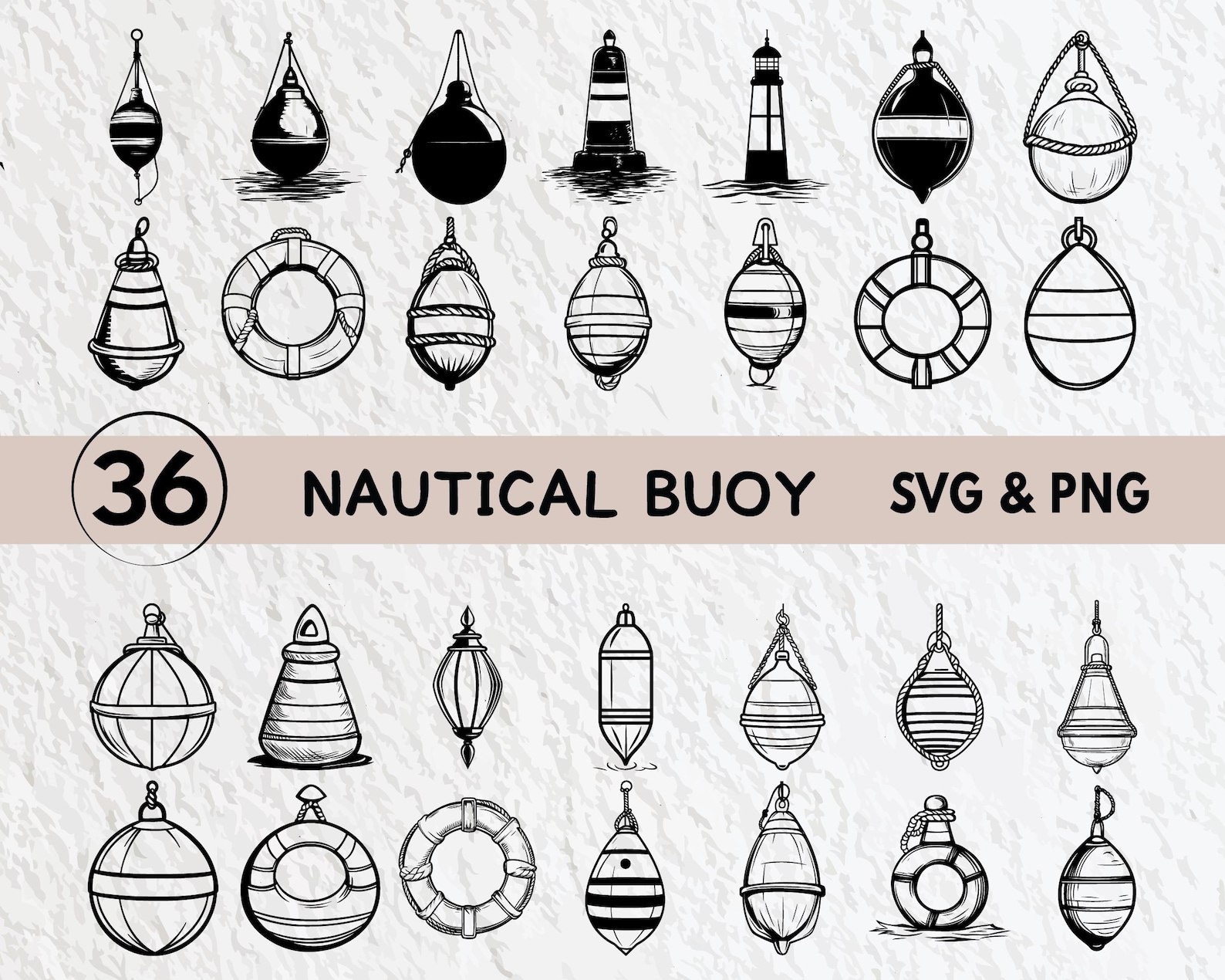 Nautical Buoy SVG Bundle: Silhouette, Clipart, Vector (PNG, SVG, Cricut ...