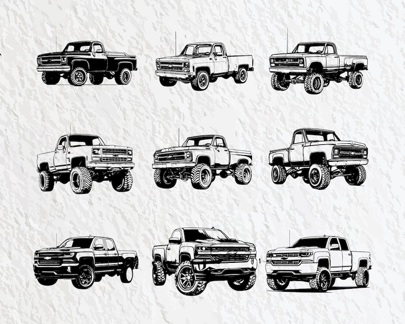 Chevy Truck SVG Bundle: Silhouette, Clipart, Vector (PNG, Cricut) - Etsy