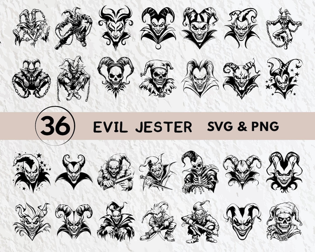 Evil Jester SVG Bundle: Silhouette, Clipart, Vector (digital Download ...