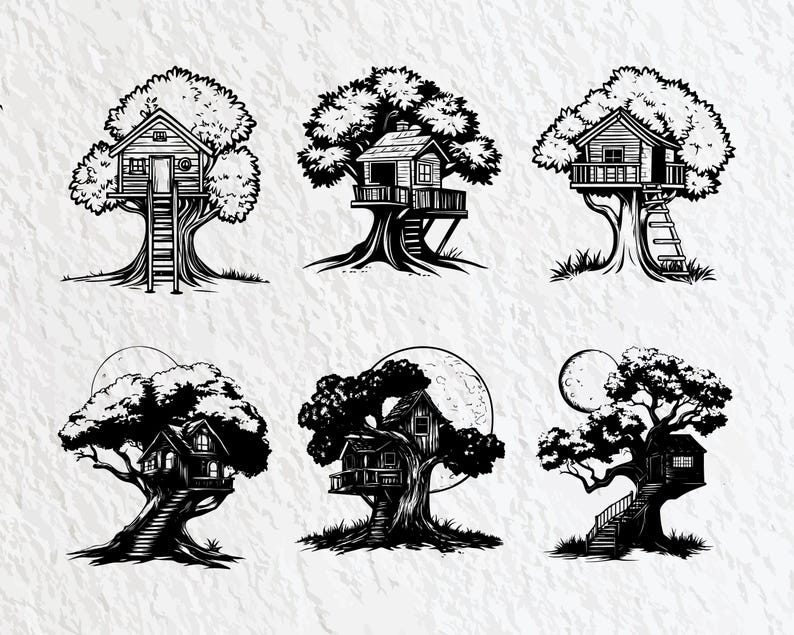 Tree House Svg Bundle, Tree House Silhouette, Tree House Clipart Png ...