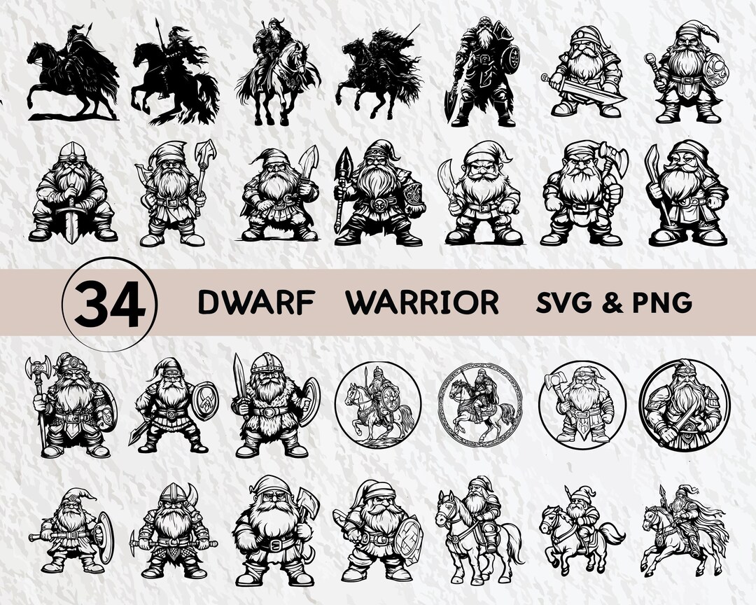 Dwarf Warrior SVG Bundle: Clipart, Silhouette, Vector (PNG, Cricut) - Etsy
