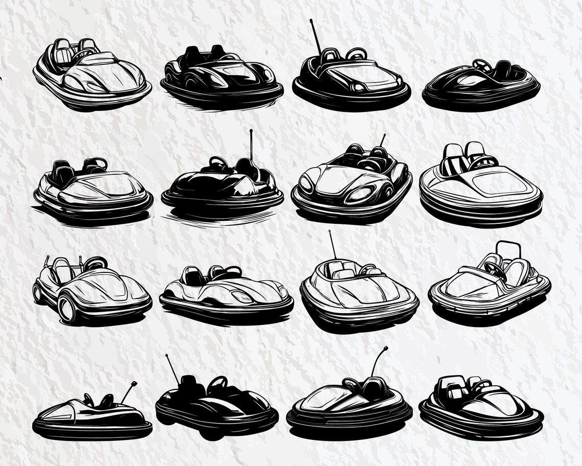 Bumper Car Svg Bundle, Bumper Car Silhouette, Bumper Car Clipart Png ...