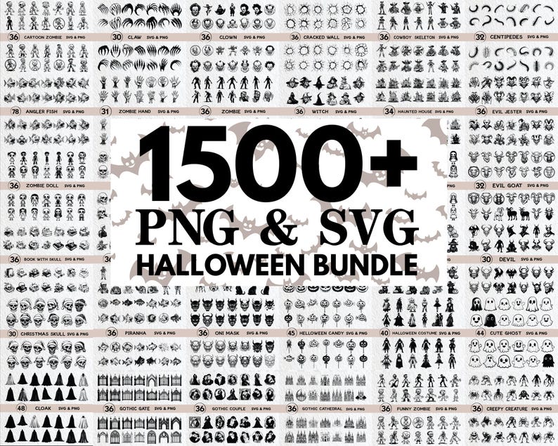 Halloween Mega Bundle: Clipart SVG & PNG Digital Files - Etsy