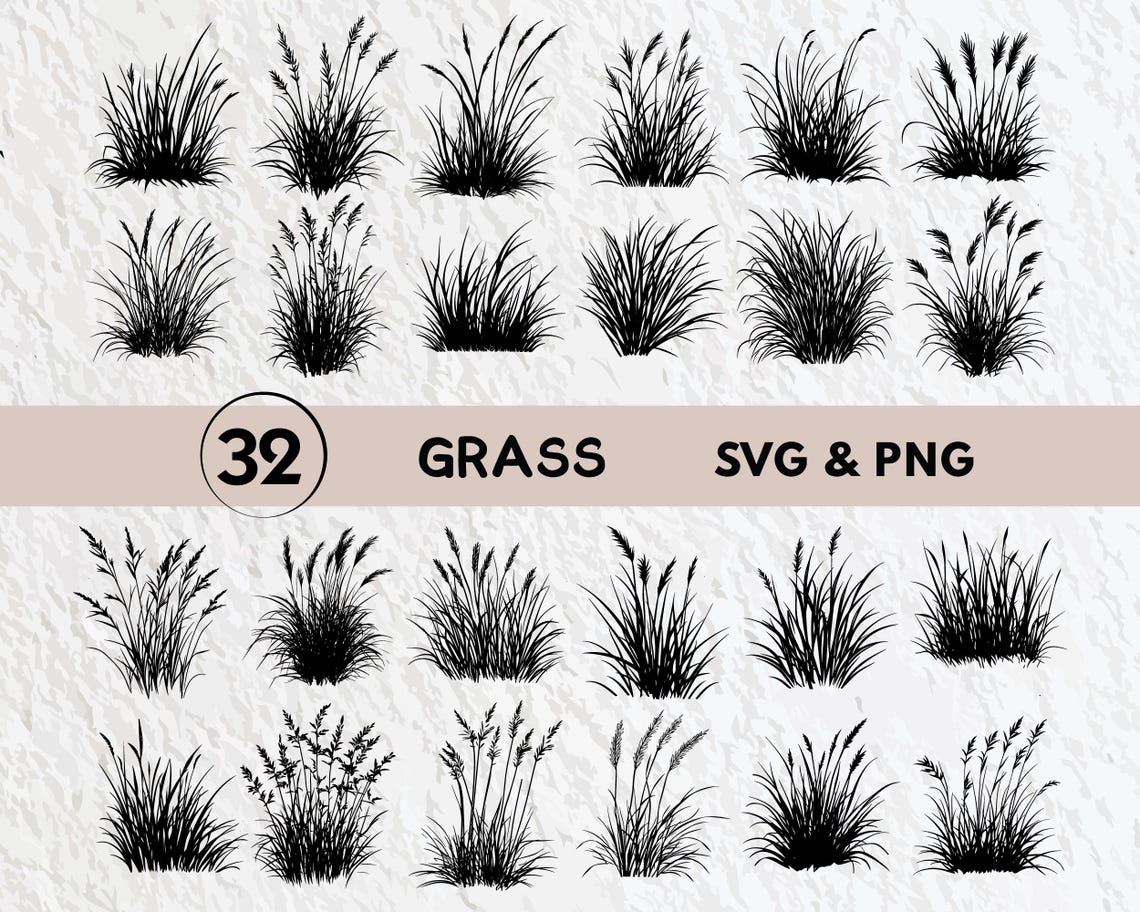 Grass Svg Bundle, Grass Silhouette, Grass Clipart, Grass Outline, Grass ...