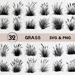 Grass Svg Bundle, Grass Silhouette, Grass Clipart, Grass Outline, Grass ...