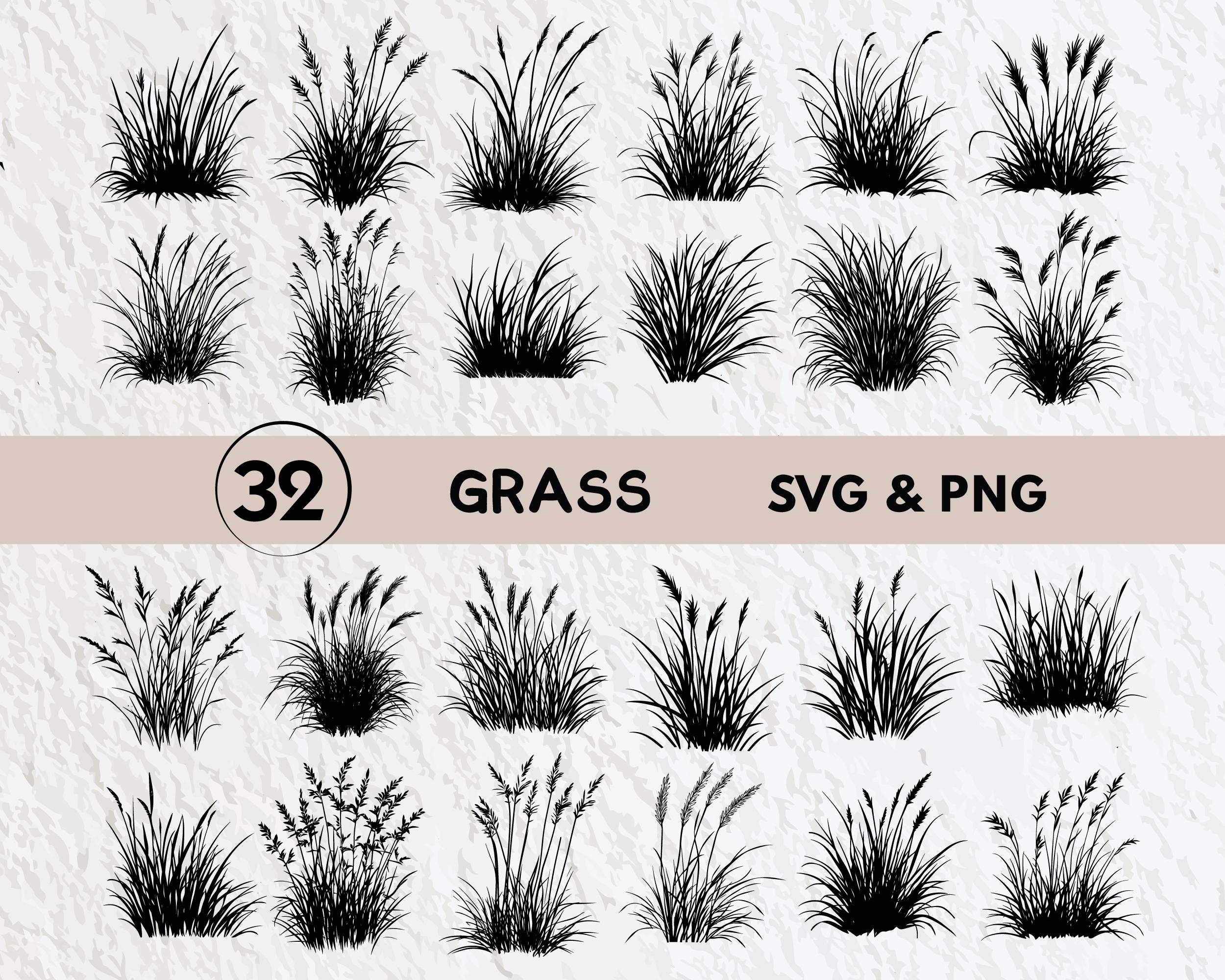 Grass Svg Bundle, Grass Silhouette, Grass Clipart, Grass Outline, Grass ...