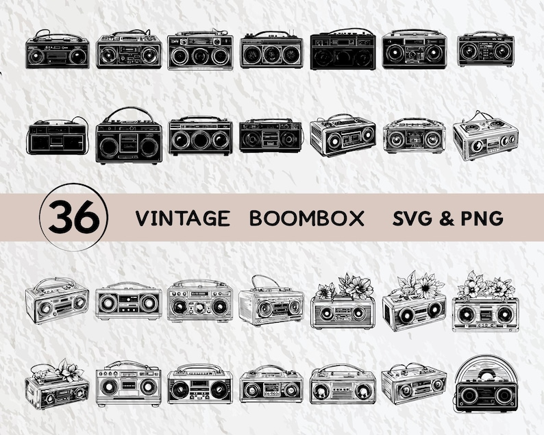 Vintage Boombox Svg Bundle, Vintage Boombox Silhouette, Vintage Boombox ...