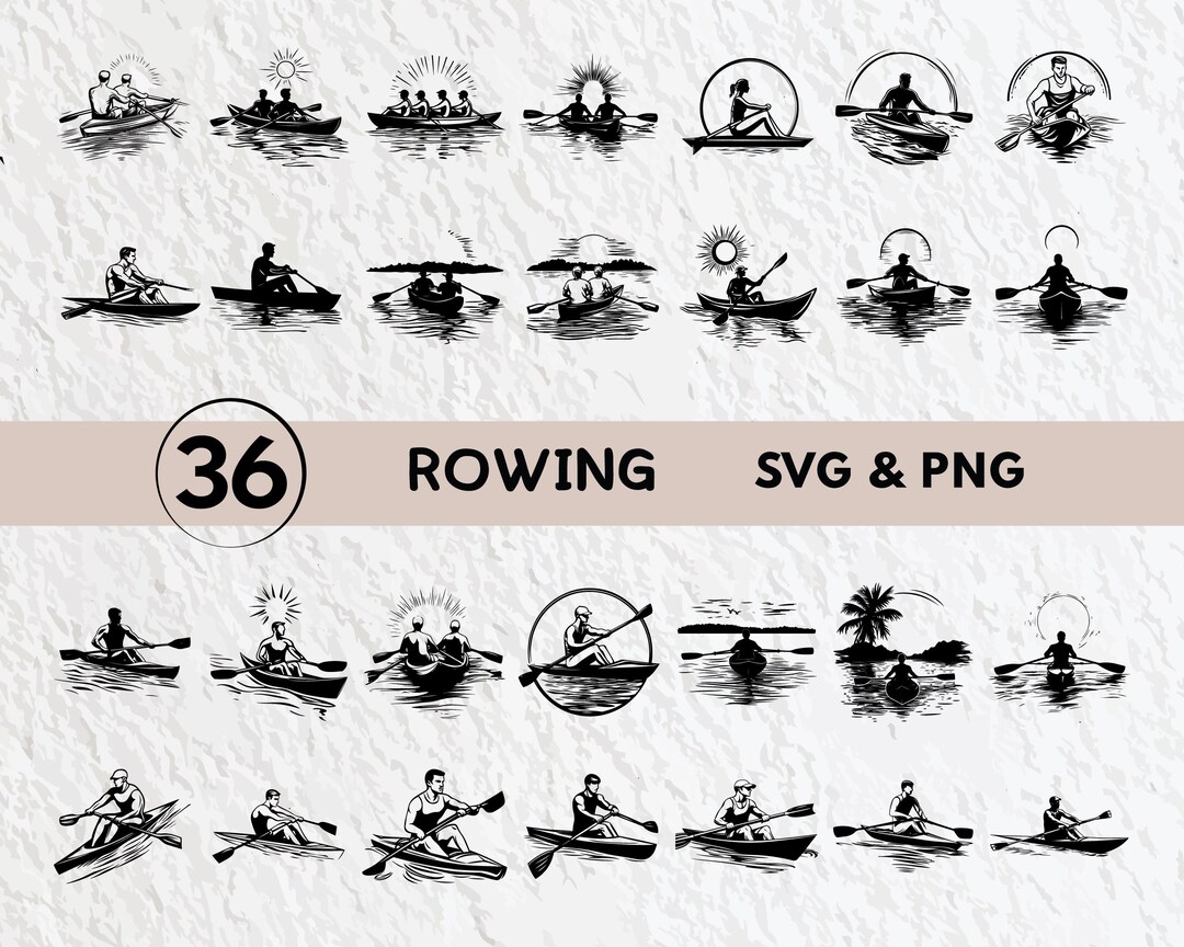 Rowing Svg Bundle, Rowing Silhouette, Rowing Clipart Png, Rowing ...