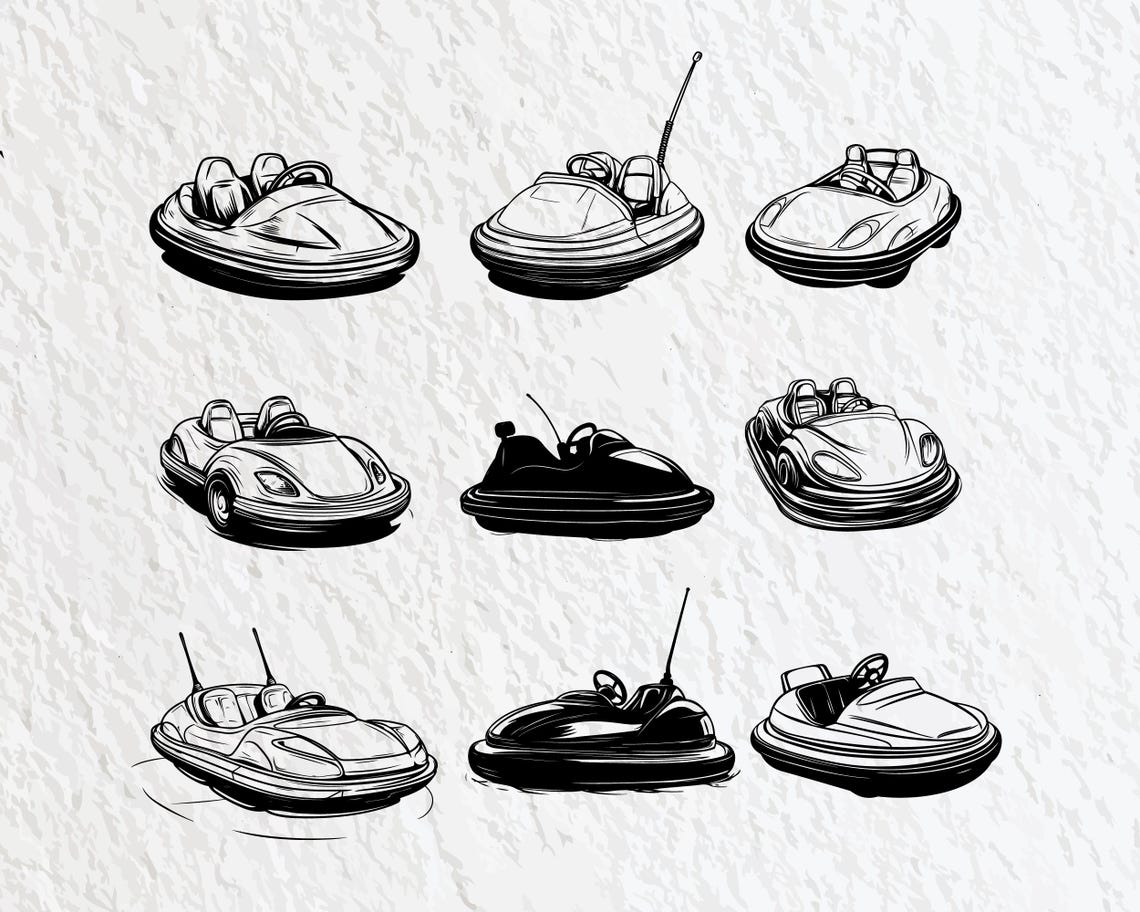 Bumper Car Svg Bundle, Bumper Car Silhouette, Bumper Car Clipart Png ...