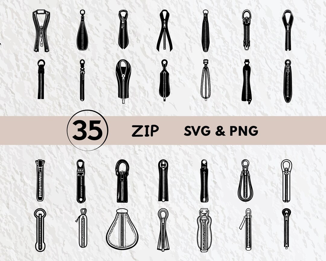 Zip Svg Bundle, Zip Silhouette, Zip Clipart Png, Zip Outline, Zip ...