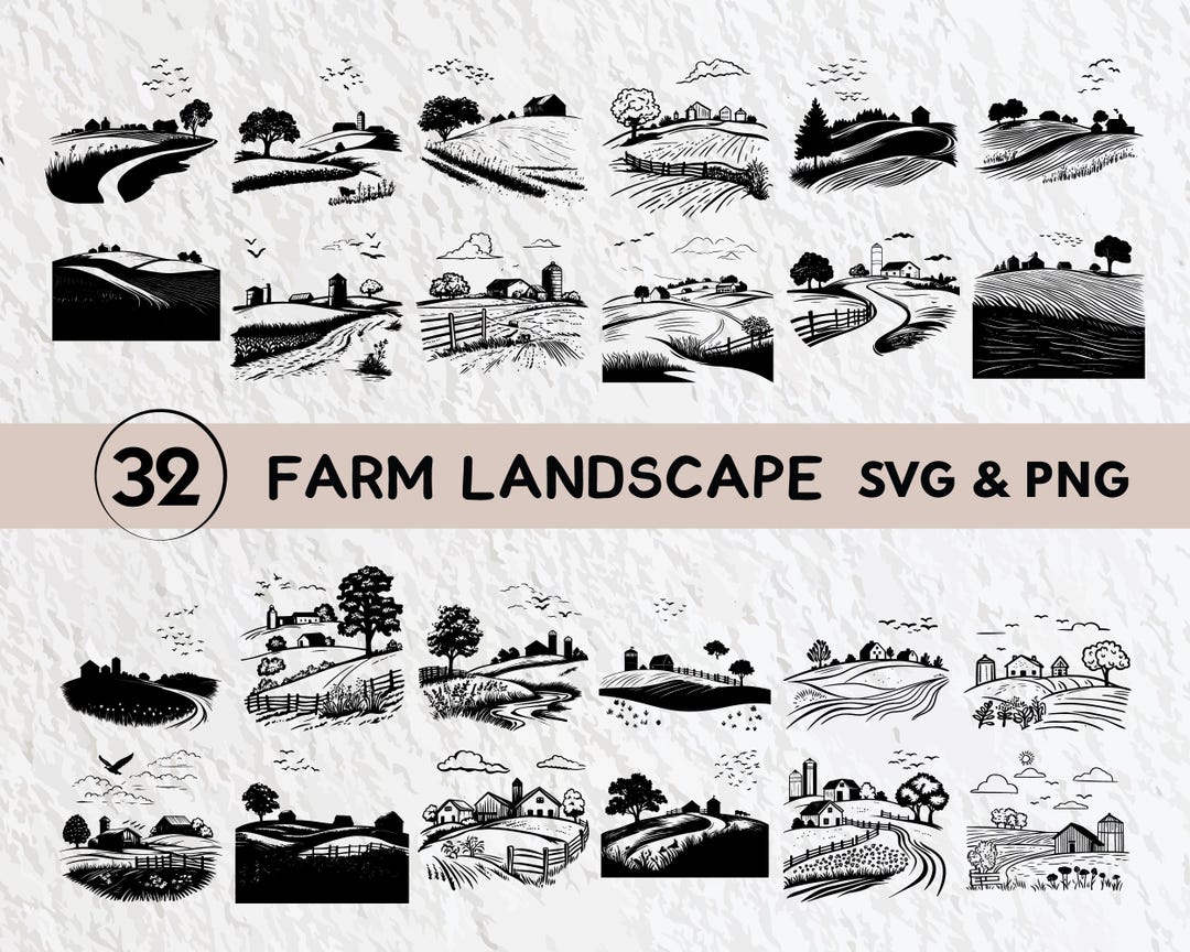 Farm Landscape Bundle Png, Farm Landscape Designs Cut Files, Farm Lover ...