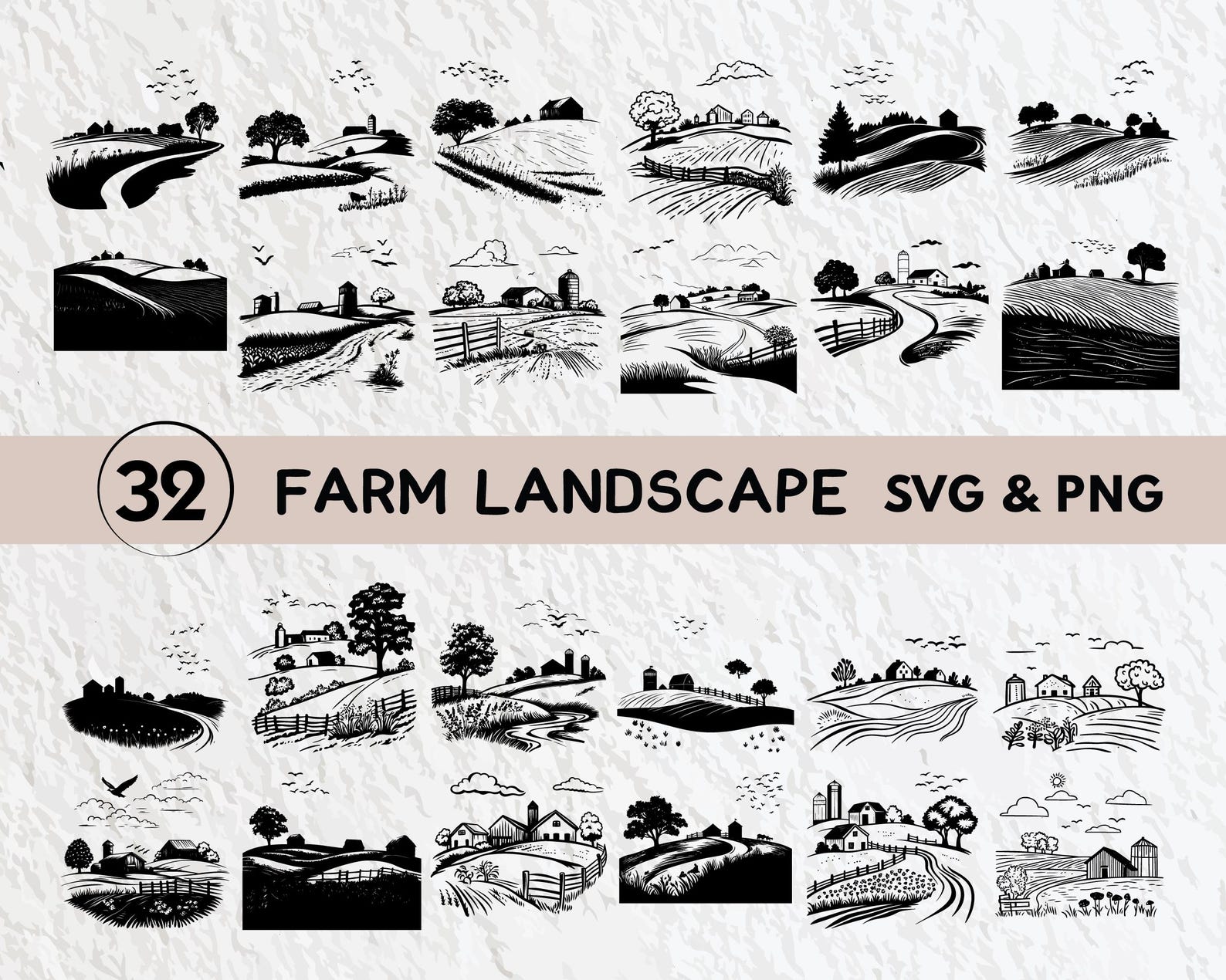 Farm Landscape SVG Bundle: Rustic Farmhouse Designs (PNG, Cricut) - Etsy