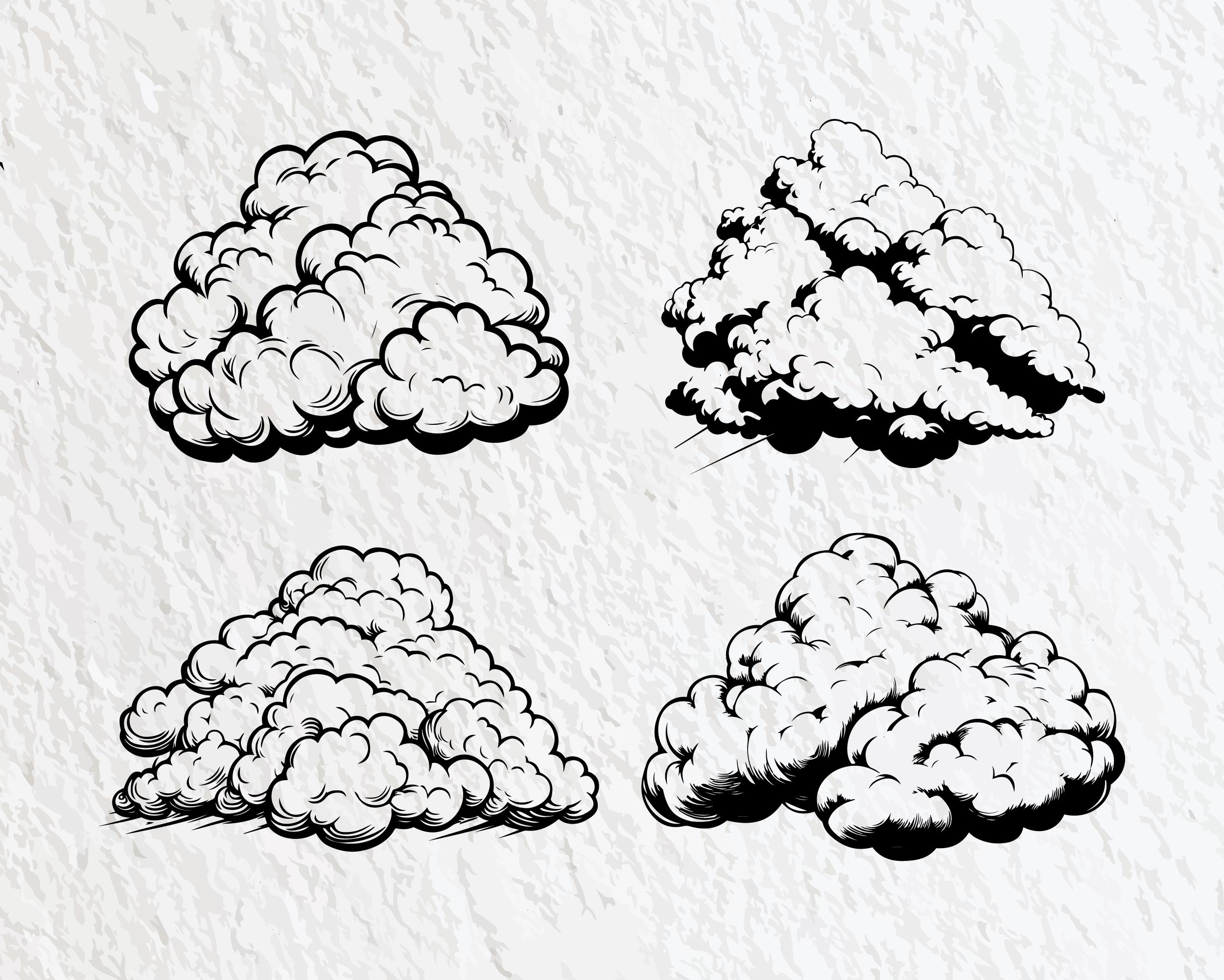 Clouds Svg Bundle, Clouds Silhouette, Clouds Clipart Png, Clouds ...