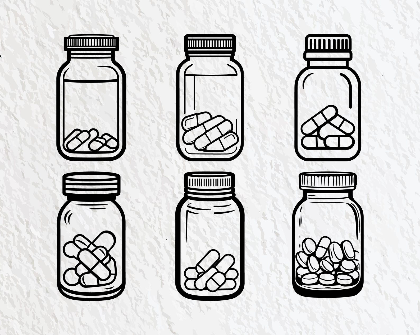 Pill Bottle SVG Bundle: Clipart, Outline, Vector (digital Download) - Etsy