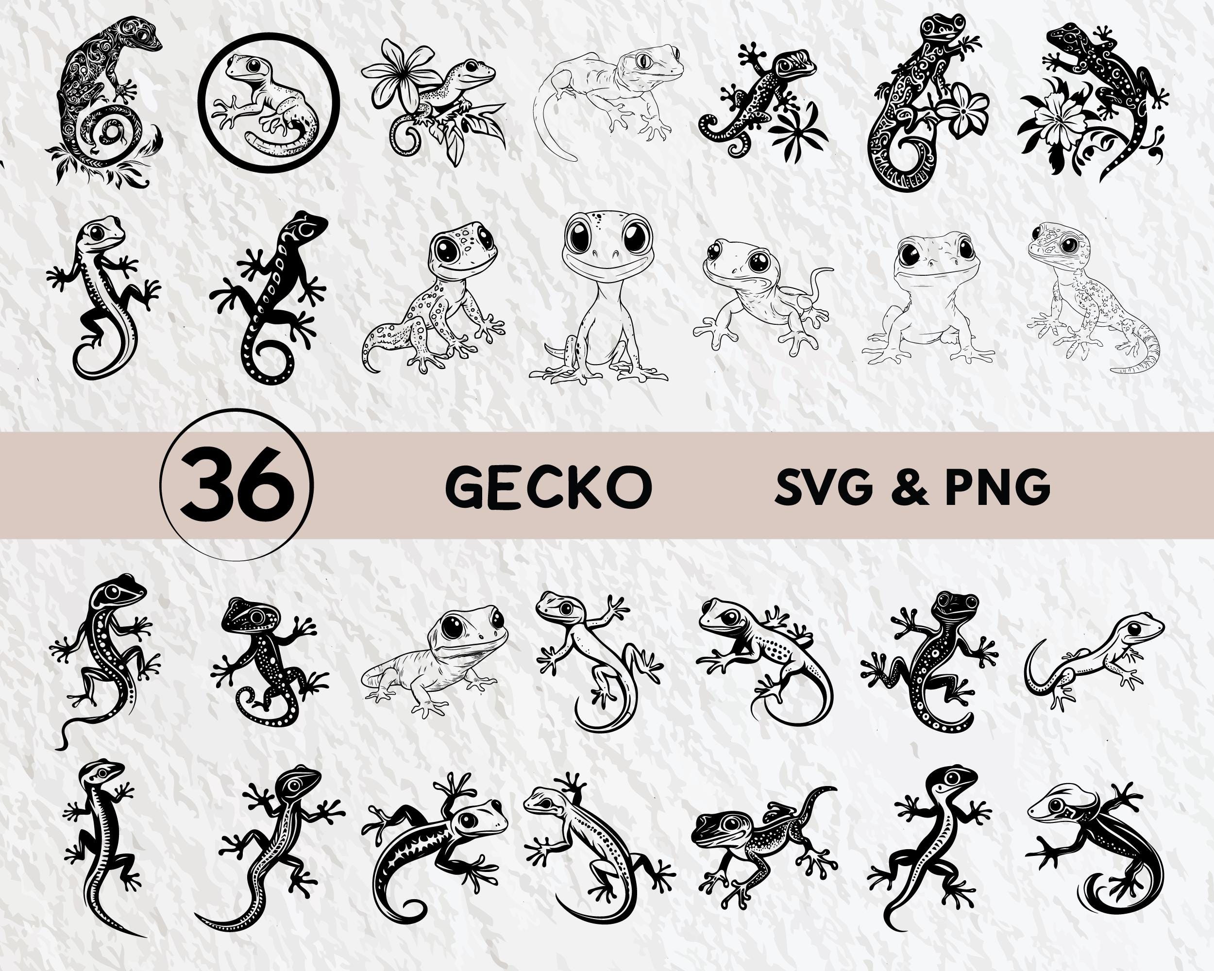 Gecko SVG Bundle: Silhouette Clipart, Cricut Decal Cut Files - Etsy