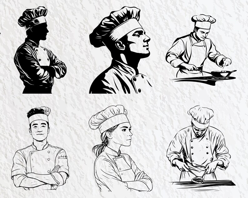 Chef Silhouette SVG Bundle: 30 Chef Designs (digital Download) - Etsy