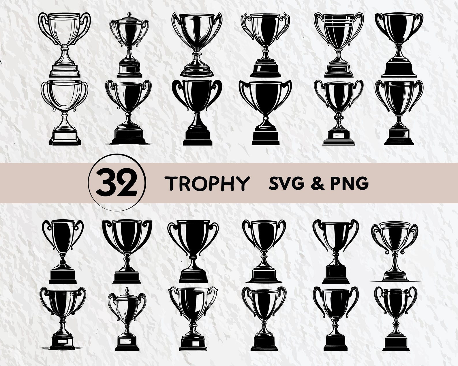 Trophy SVG Bundle: Silhouette Clipart for Cricut (digital Download) - Etsy