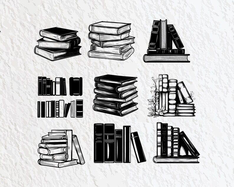 Books SVG Bundle: Stacked Book Clipart, Cricut Cut Files (digital ...